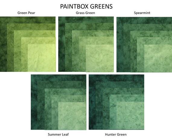 Gradient Bundle of 5 Greens From Yellow Green to Blue Green | Etsy