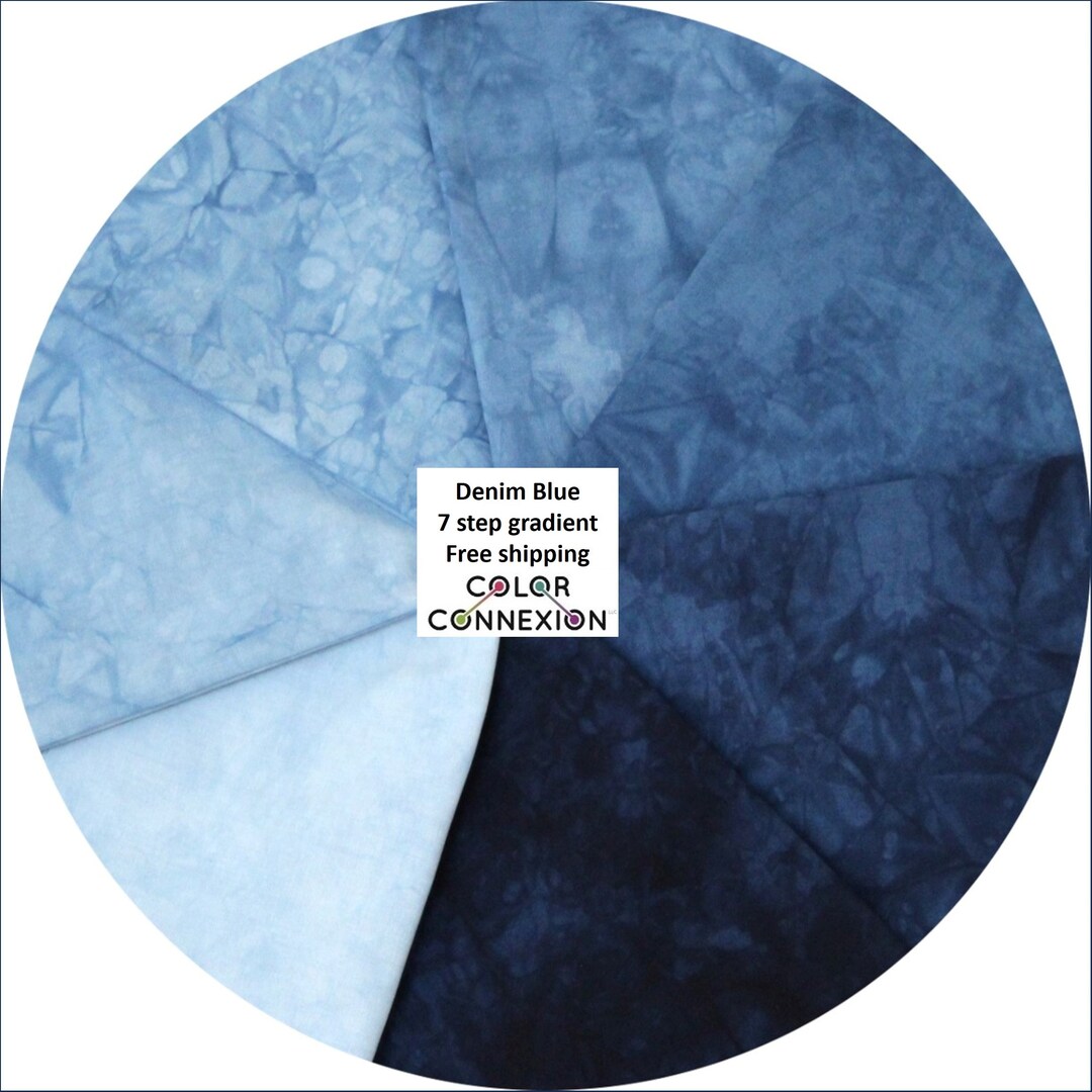 Hand Dyed Blue Cotton Quilt Fabric Bundle, Fat Quarters or Half Yards ...