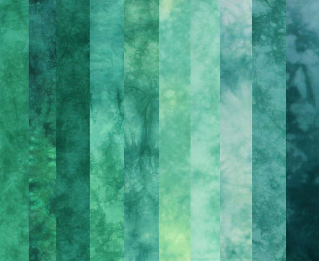 Shades of Blue Green Stash Builder Fabric Bundle of Hand Dyed Quilt ...