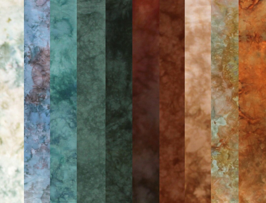Green and Brown Stash Builder Fabric Bundle of Hand Dyed Quilt Cotton ...