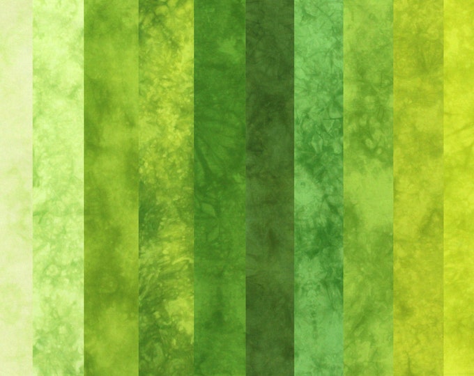 Yellow Green Stash Builder Fabric Bundle of Hand Dyed Quilt Cotton, 10 ...