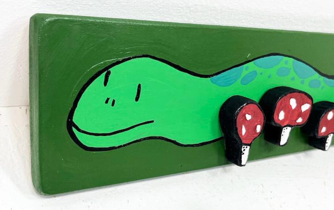Hand-painted Two-headed Snake & Mushrooms Unique Wooden Wall Art ...