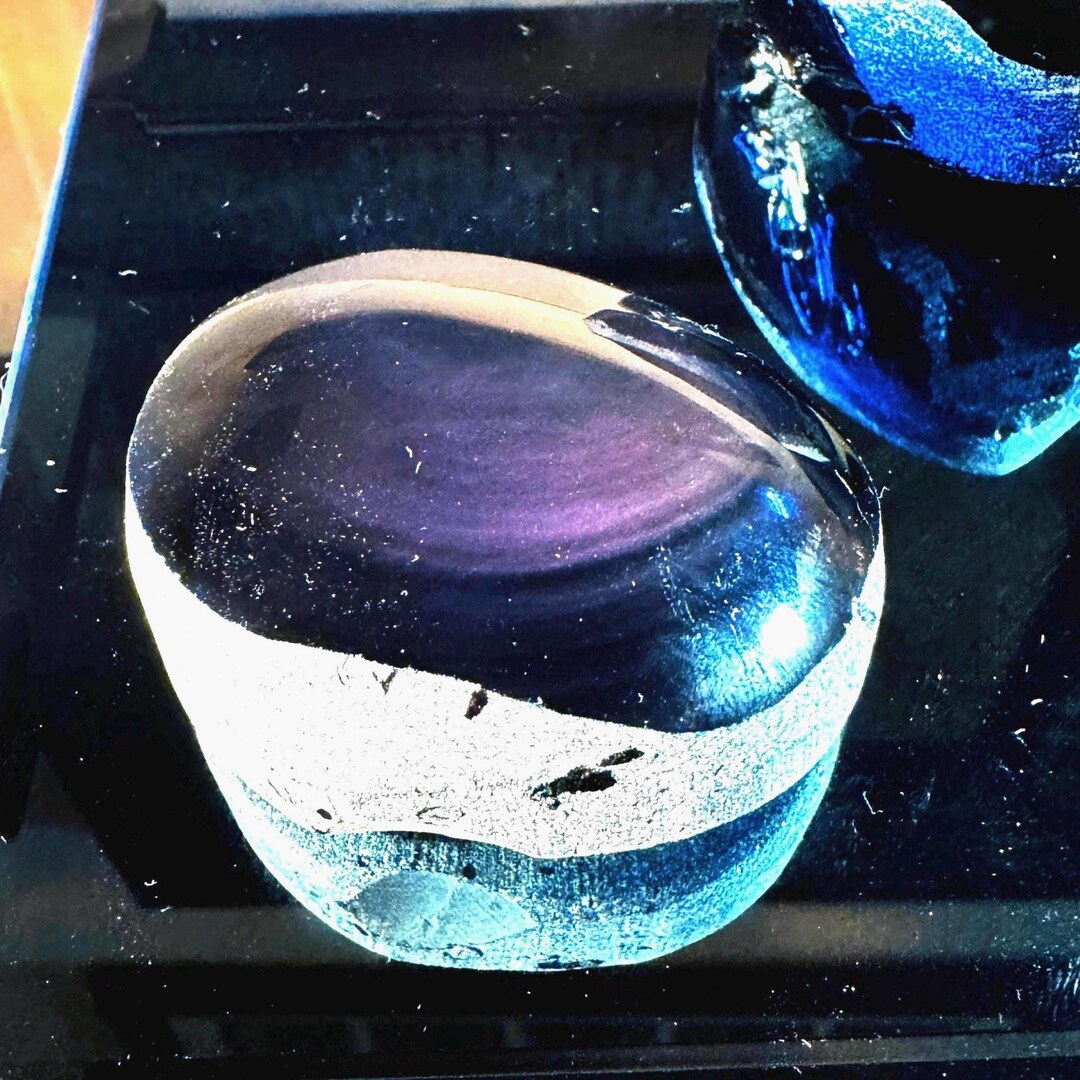 Rainbow Obsidian Palm Stone | Flashy Polished Top, Rough Base Volcanic ...