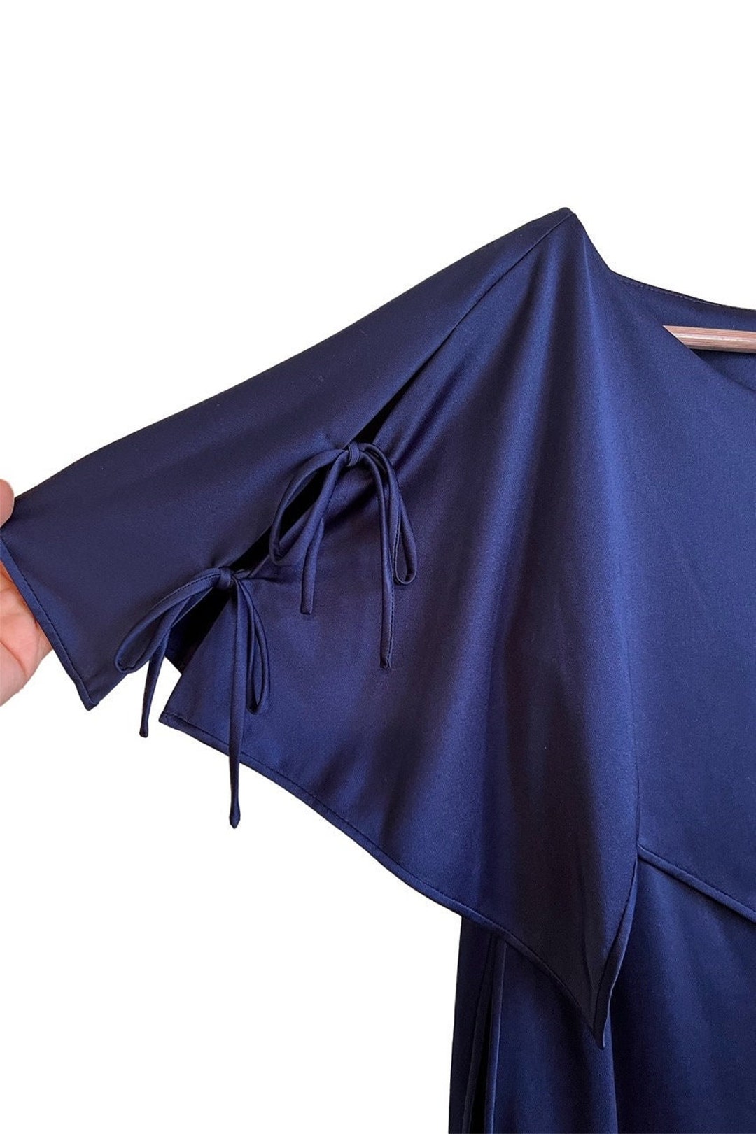 Square Capelet Neckline, Navy Blue Formal Dress With Tiered Hem - Etsy