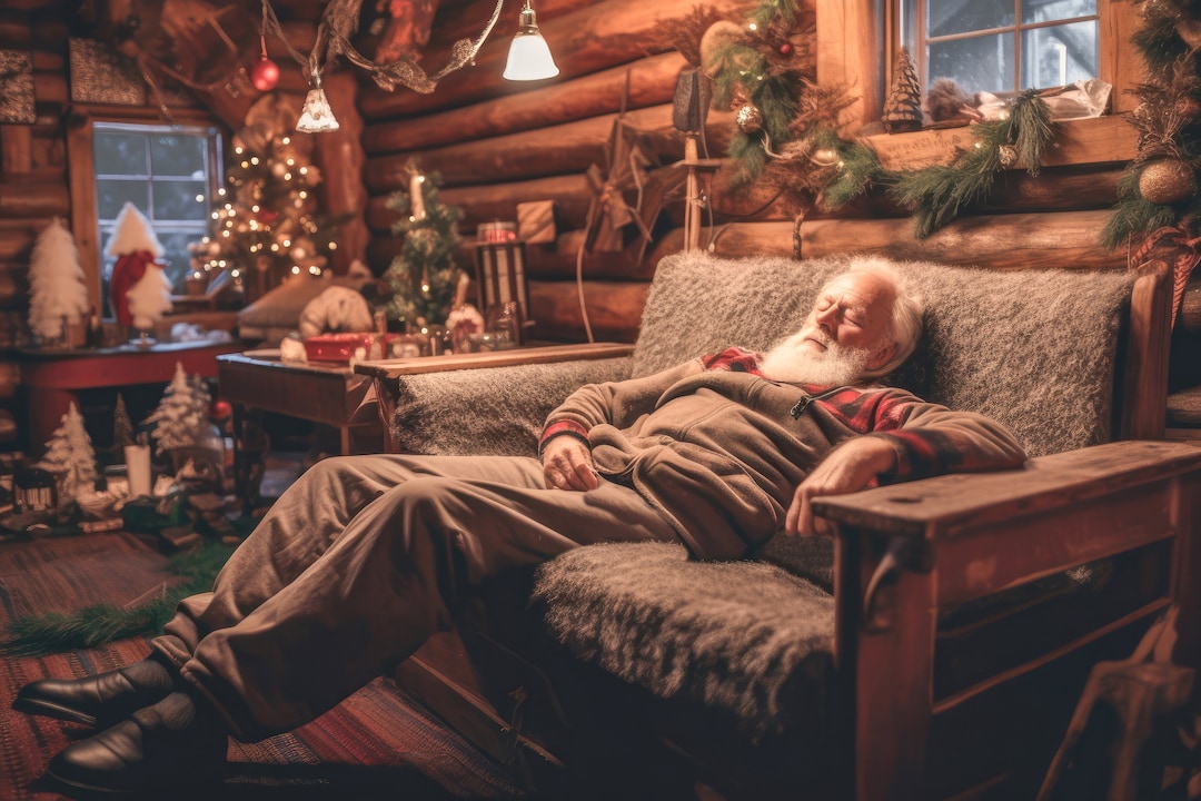 Sleeping Santa Digital Backdrop, Christmas Digital Backgrounds, Reading ...