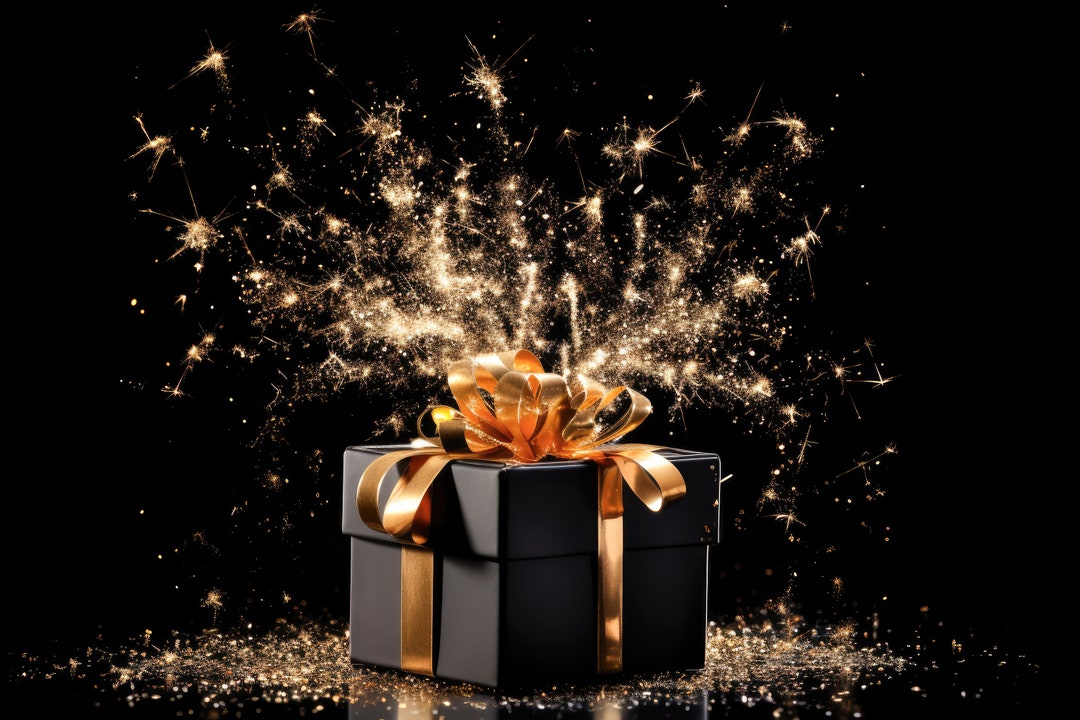 Digital Backdrop Christmas Glitter Burst Present Digital Christmas ...