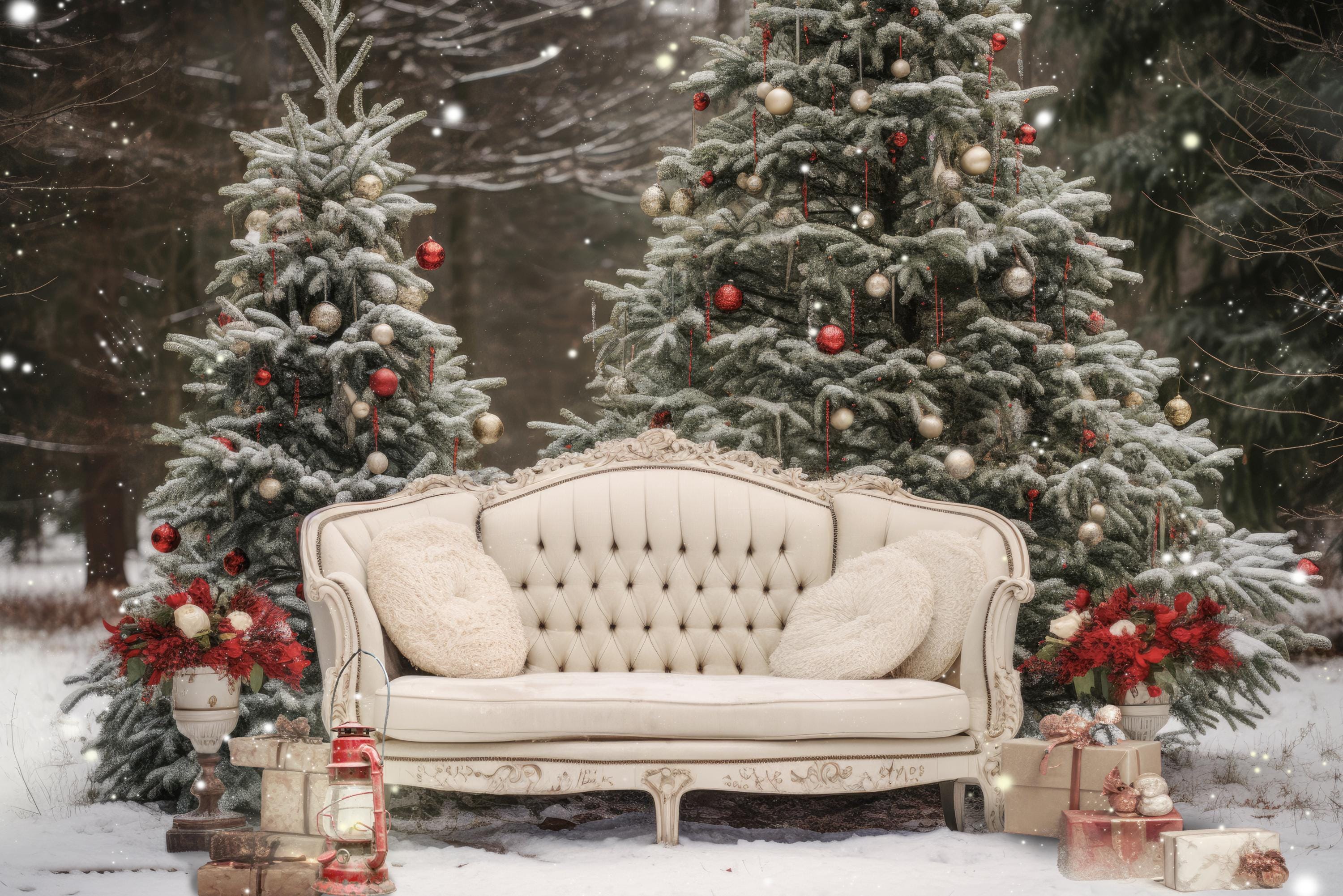 Digital Backdrop Christmas Tree Couch Intuitive Background Tree Farm ...
