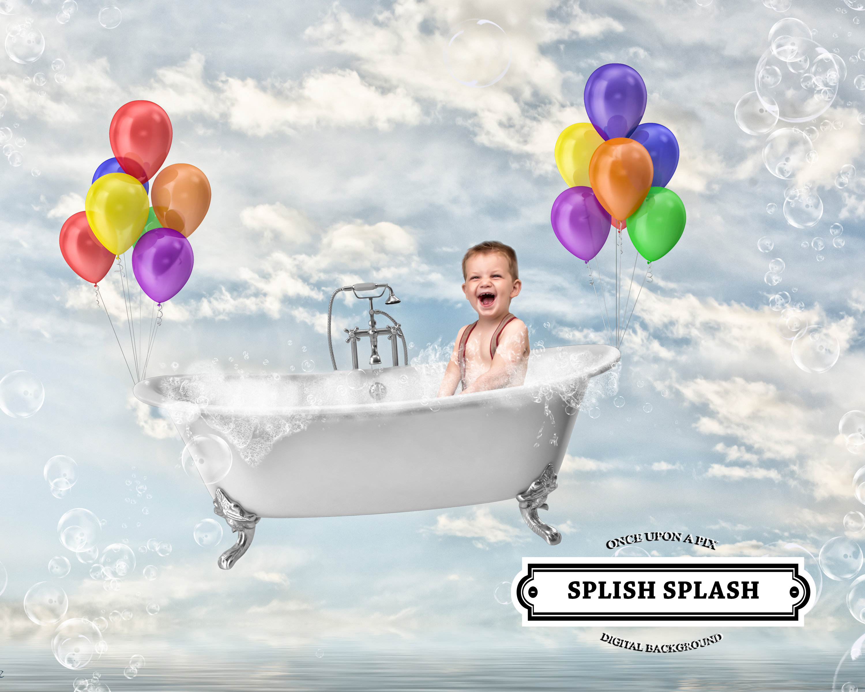 Flying Bathtub Digital Background 5 Pack! Children's Digital Backdrop ...