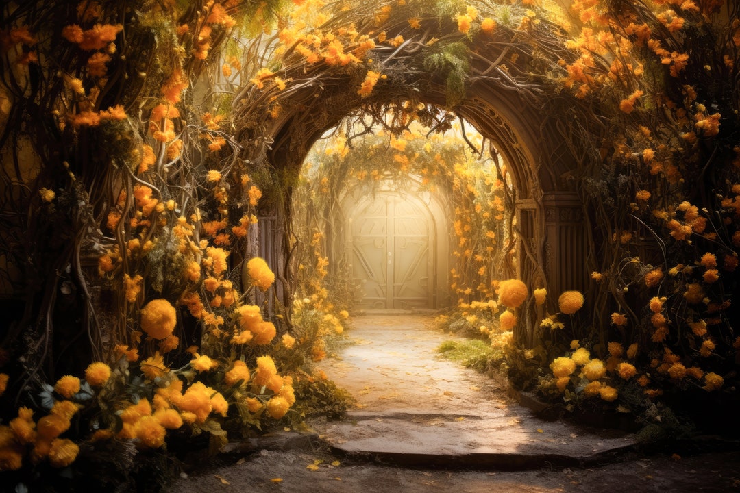 Digital Backdrop Yellow Arch Digital Background Fairy Arch Backdrop ...