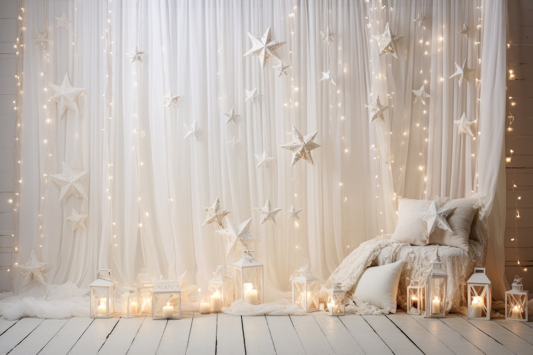 Christmas Backdrop Stage Sheer Curtain Digital Backdrop, Family Photo ...