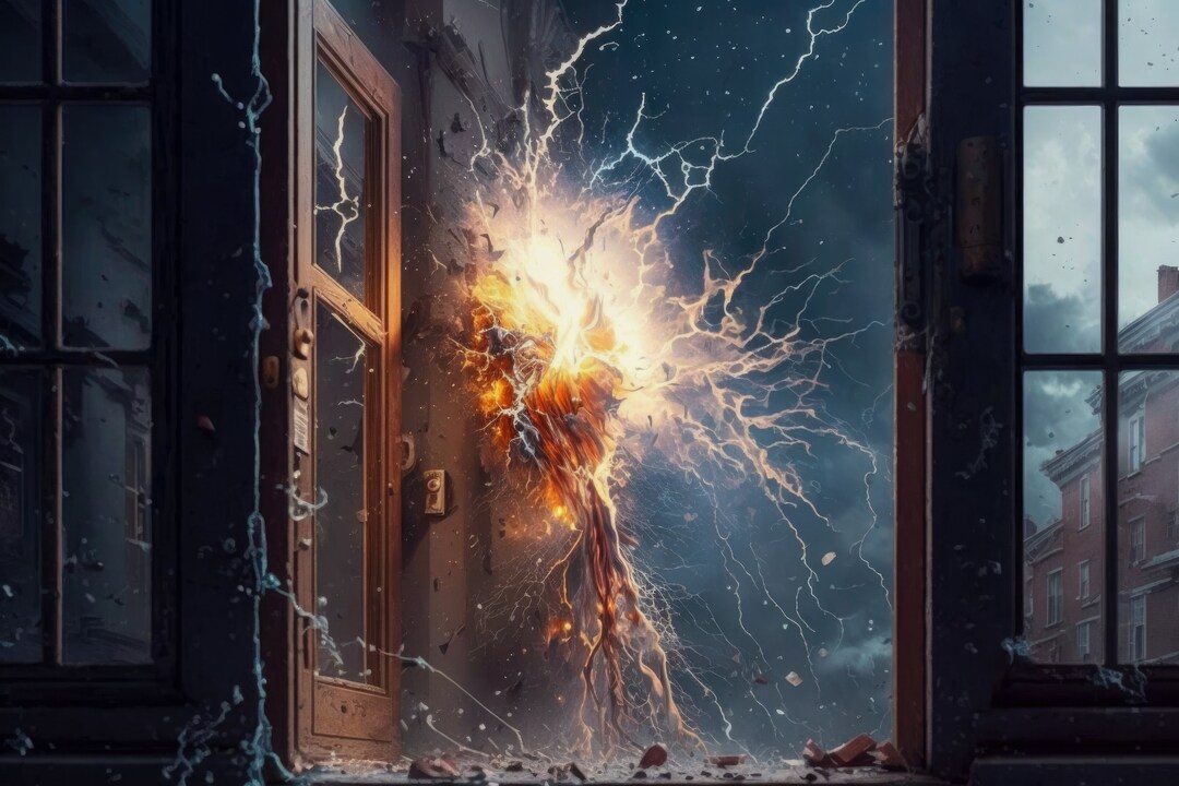 Exploding Window Superhero Digital Background Digital Backdrop AI Fine ...