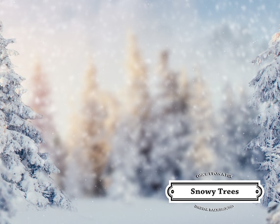 Family Photo Digital Background Snowy Trees Digital - Etsy