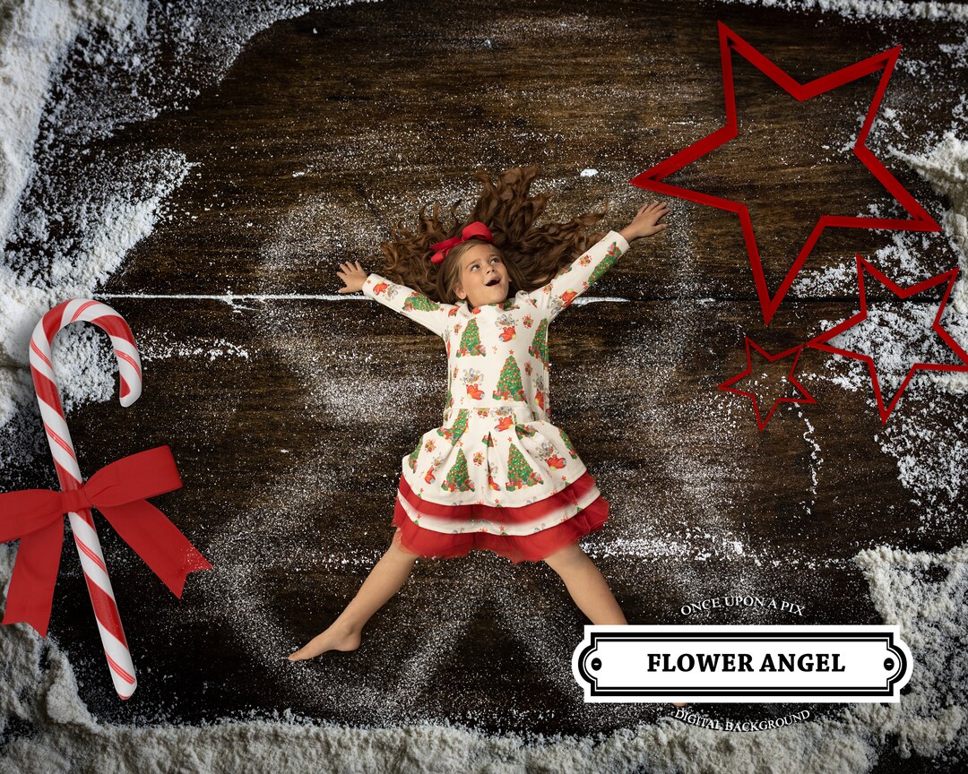 Tiny Flour Angel Christmas Digital Background, Digital Backdrop, Snow ...