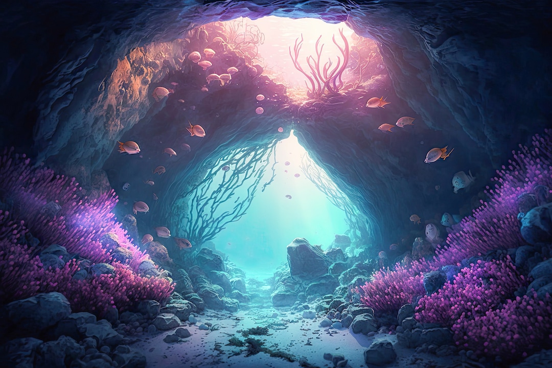 Mermaid Digital Backdrop Mermaid Digital, Painted Background Ocean ...