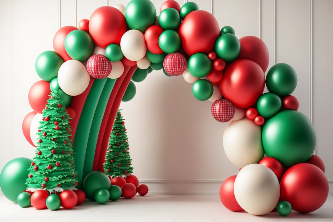 Christmas Digital Backdrop Balloon Arch Background Studio Digital ...