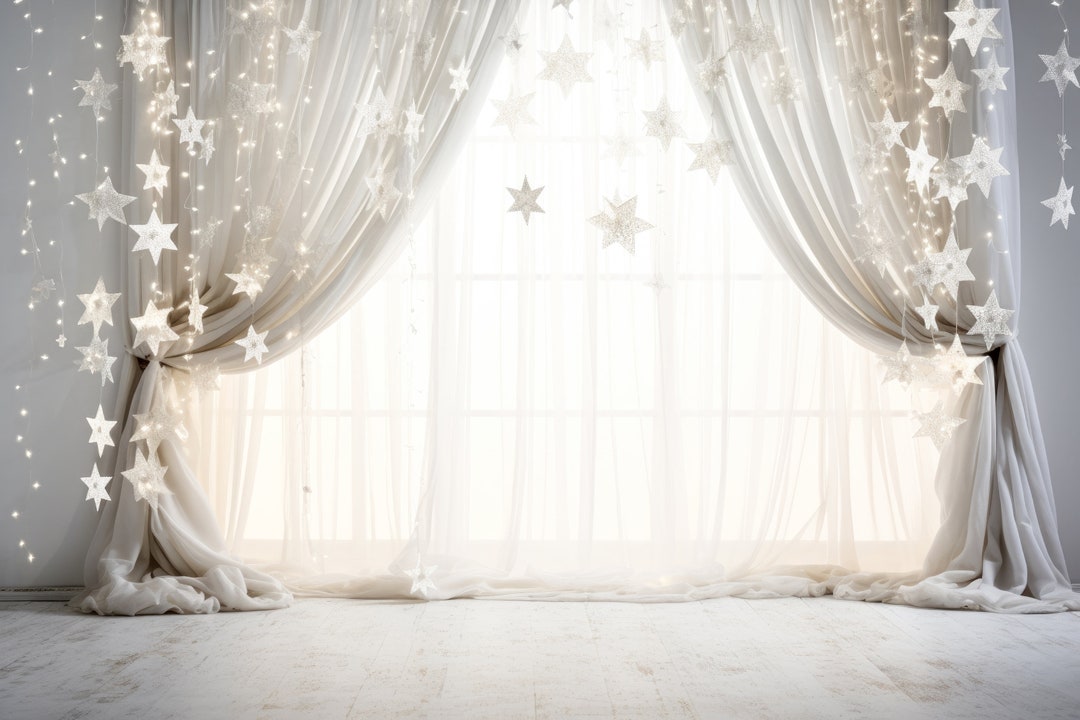 Christmas Curtain Backdrop Star Stage Digital Backdrop, Family Theater ...