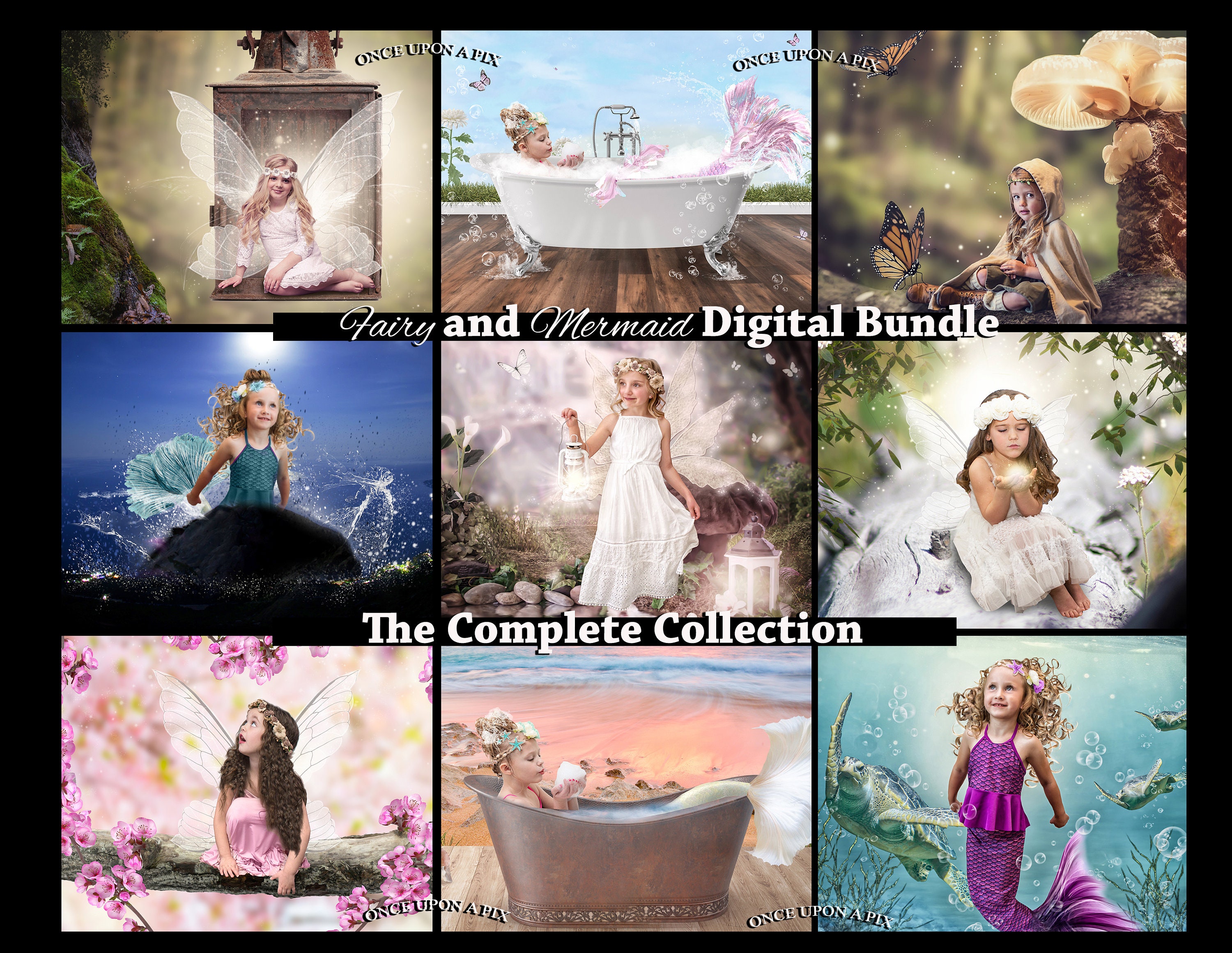 50+ Fairy Digital Backdrops / Mermaid Backgrounds, WITH Overlays ...
