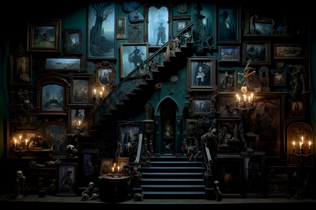 Digital Backdrop Halloween Background Digital Mansion Haunted Wall ...