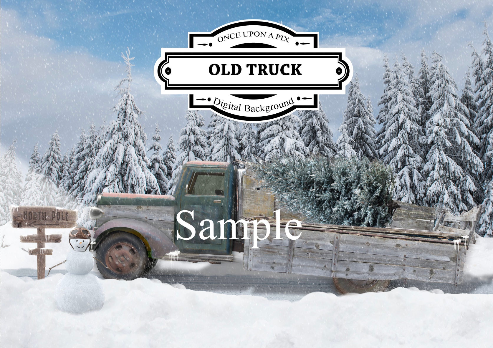 Christmas Old Truck Digital Background or Christmas Backdrop - Etsy Canada