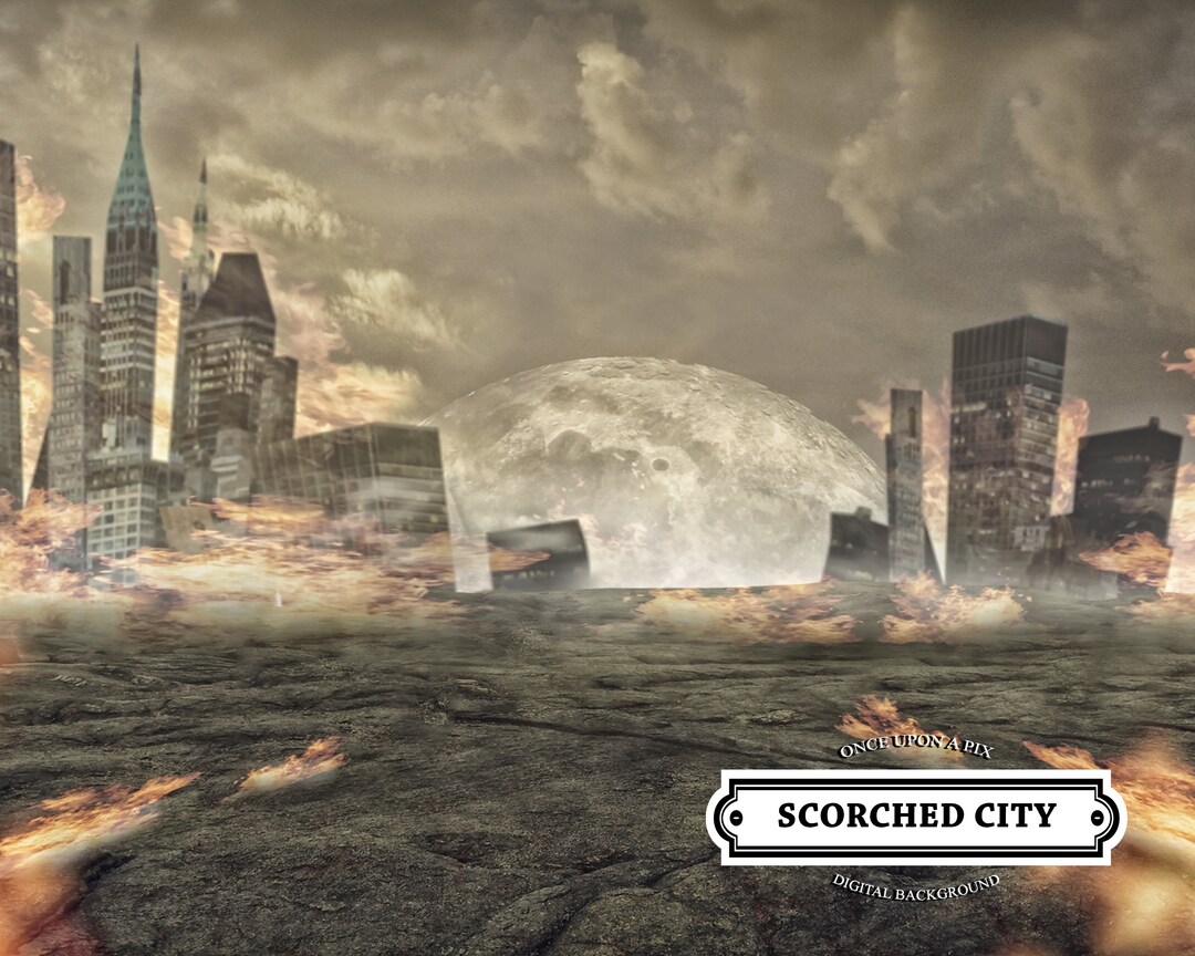 Scorched City Digital Background, Superhero Whimsical Backgrounds ...