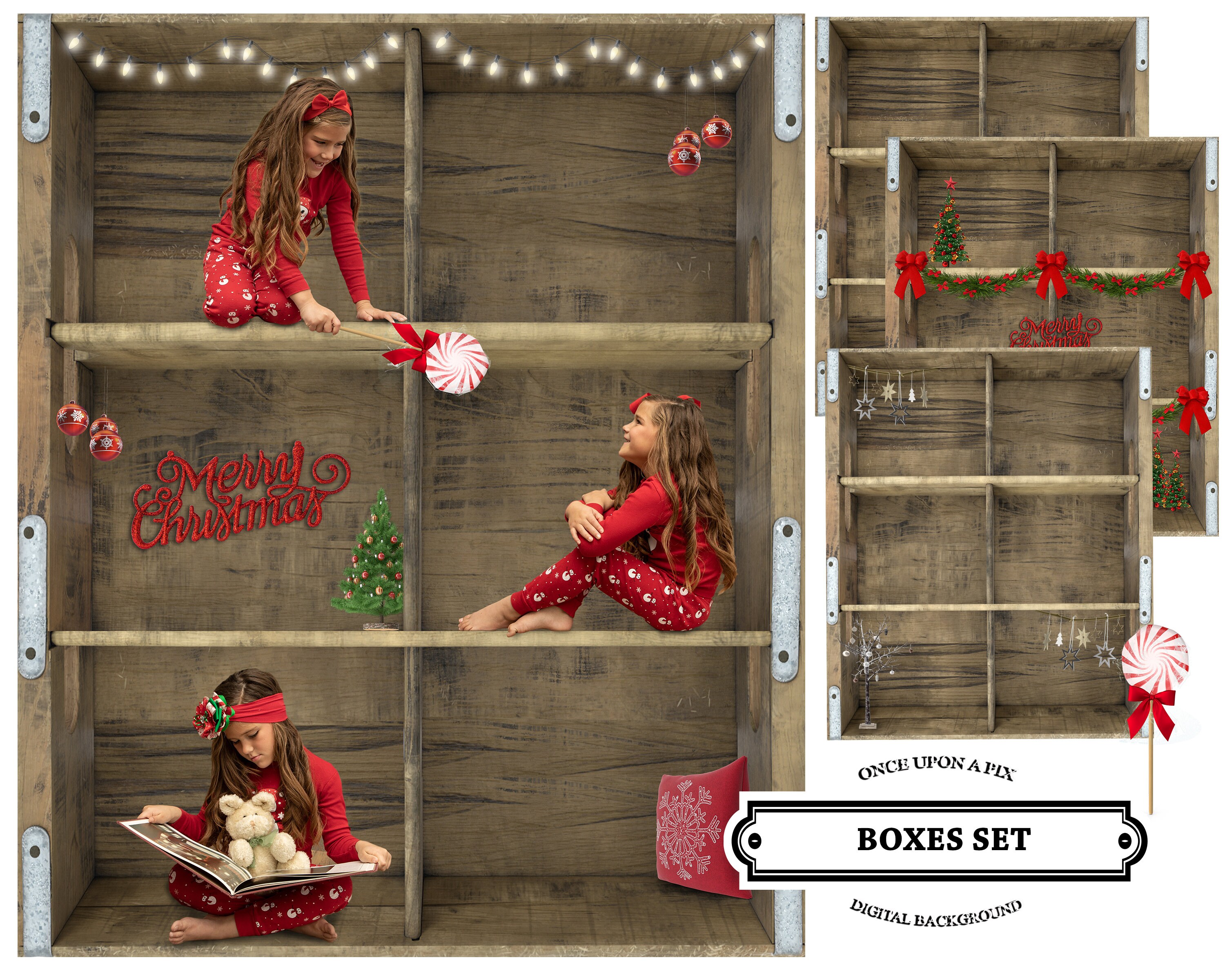 Box Christmas Digital Background Boxes Digital Backdrop Family - Etsy