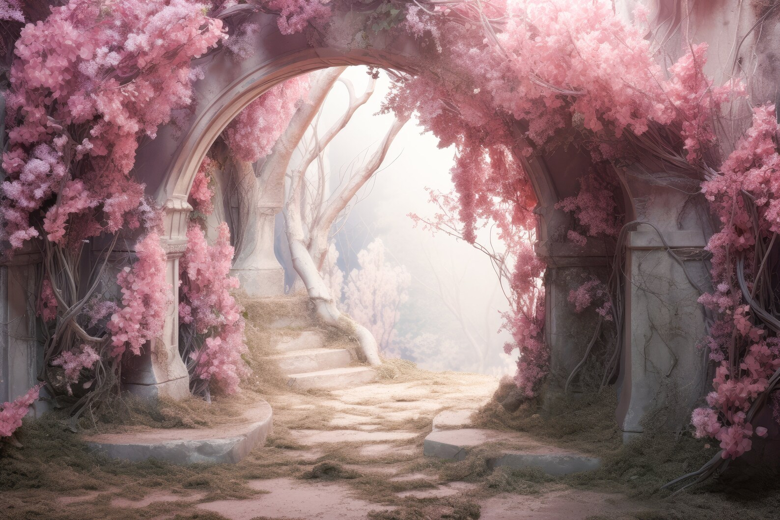 Digital Backdrop Princess Digital Background Flower Marble Arch Magic ...