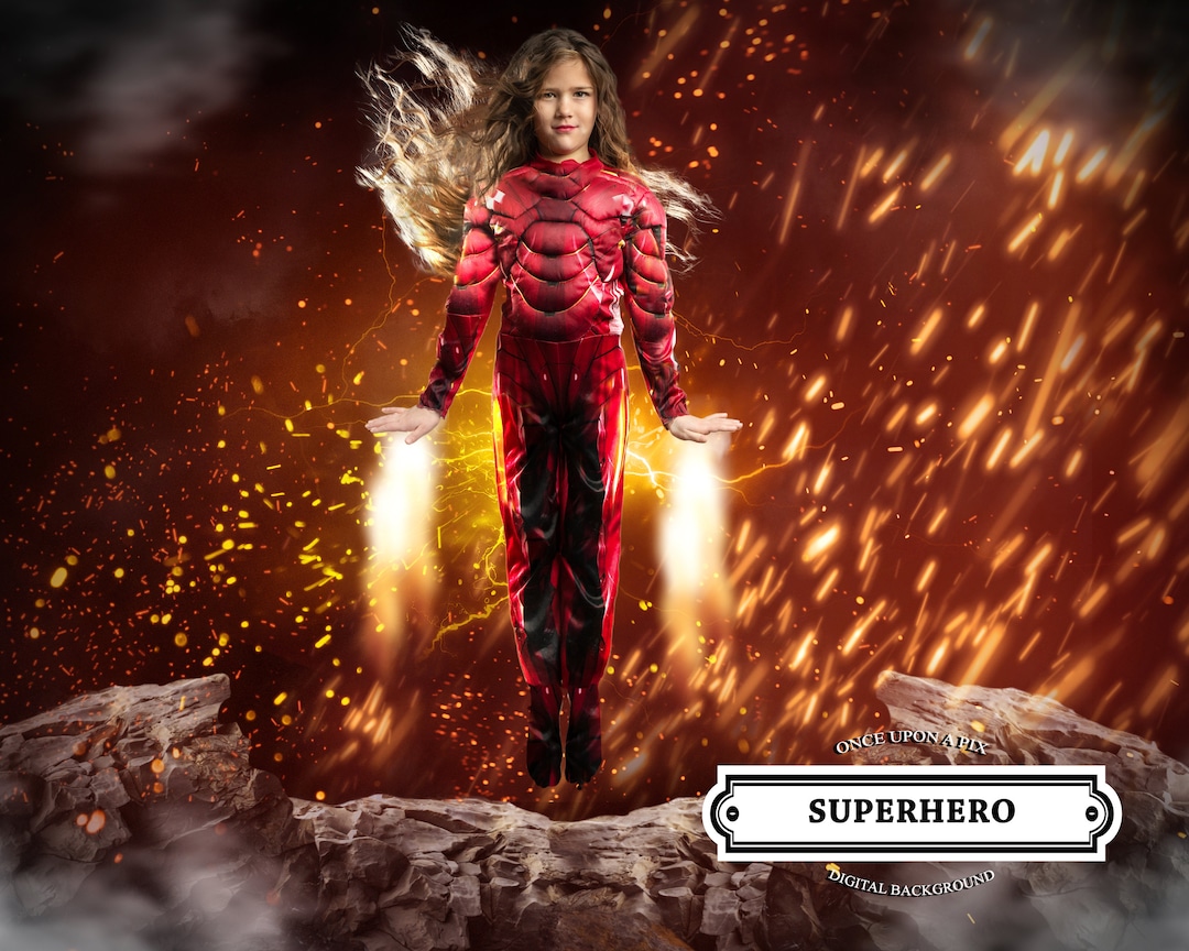 RED Superhero Digital Background, Backdrop FREE Fire Overlay! Super ...