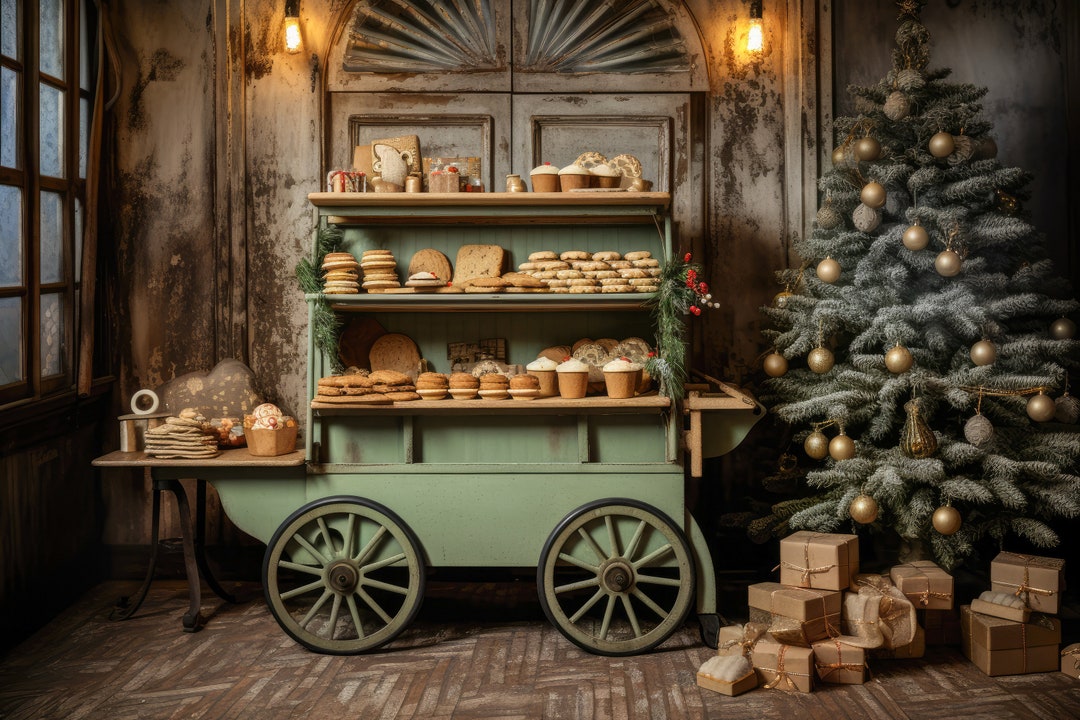 Treat Trolley Digital Backdrop, Christmas Digital Background Studio ...