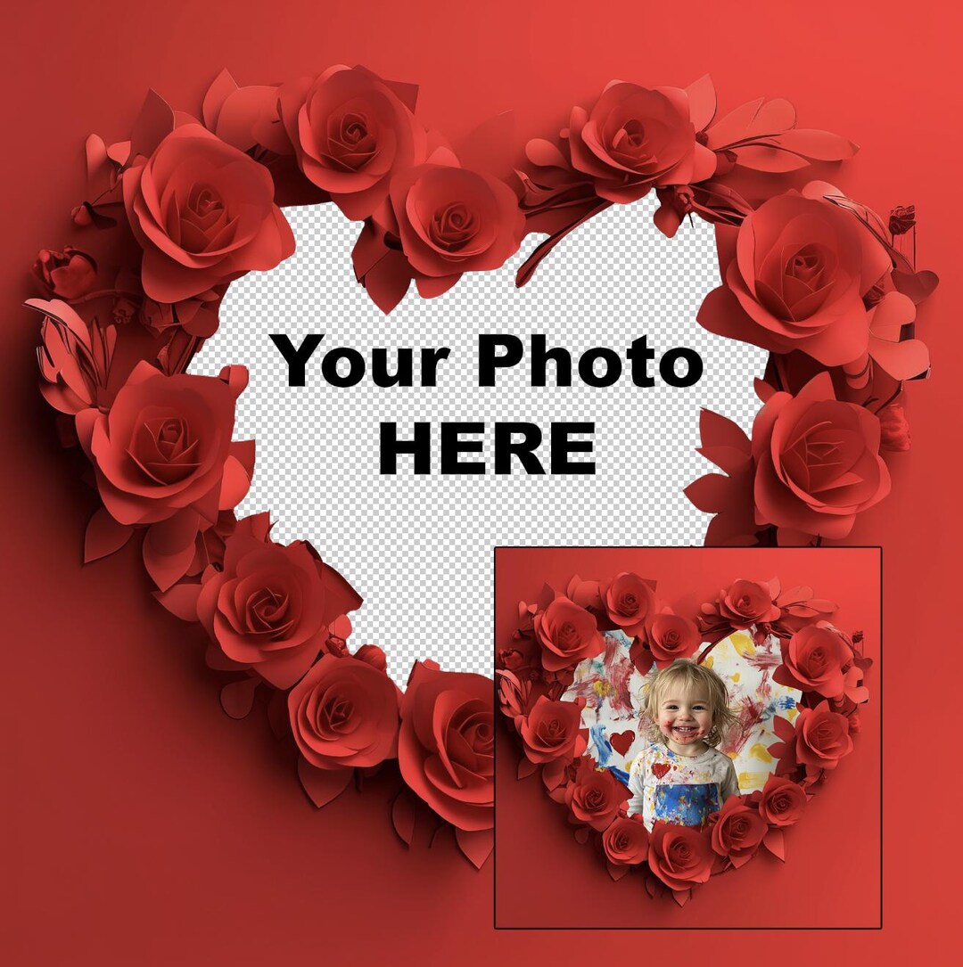 Ripped Paper Roses Heart Overlay Valentines Day Intuitive Digital ...