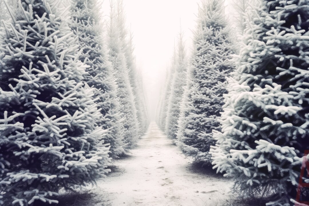 Christmas Digital Backdrop, Tree Farm Digital Background, Family ...