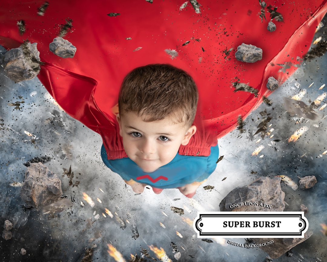 BURST Superhero Digital Background Super Backdrop BONUS Super Cape ...