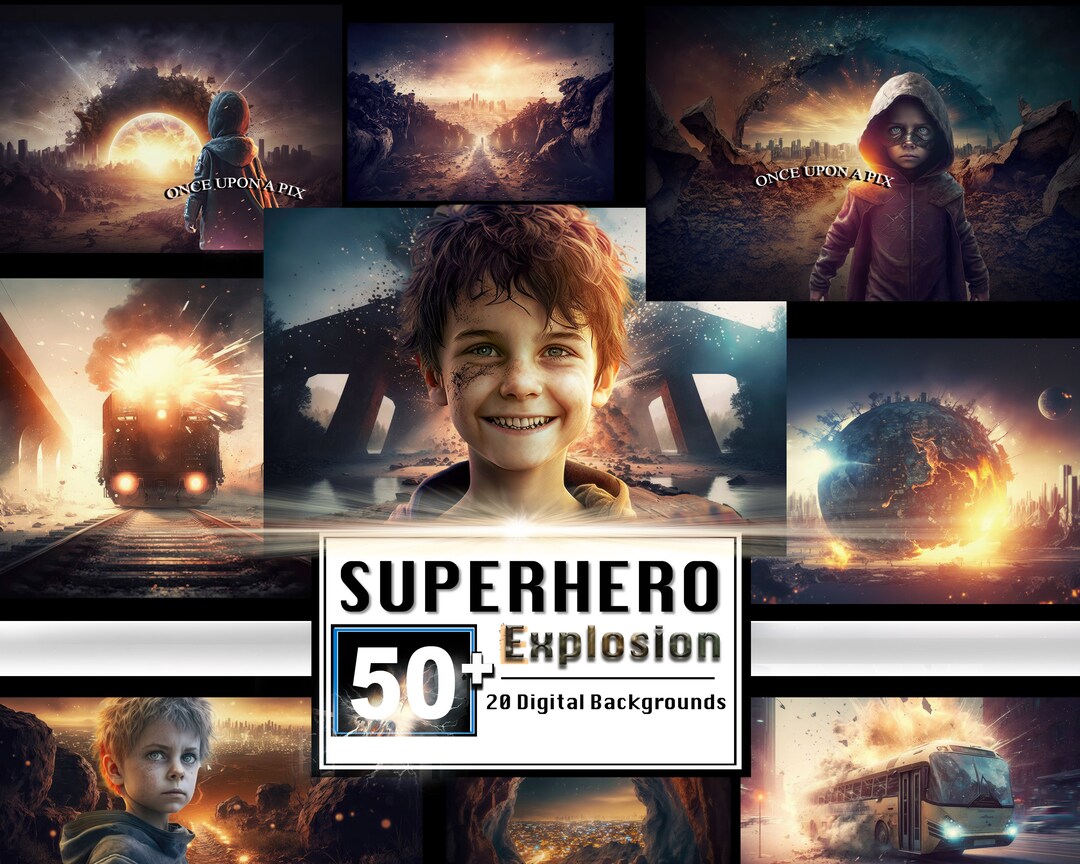 Superhero Digital Backdrops Explosion Digital Background Superhero ...