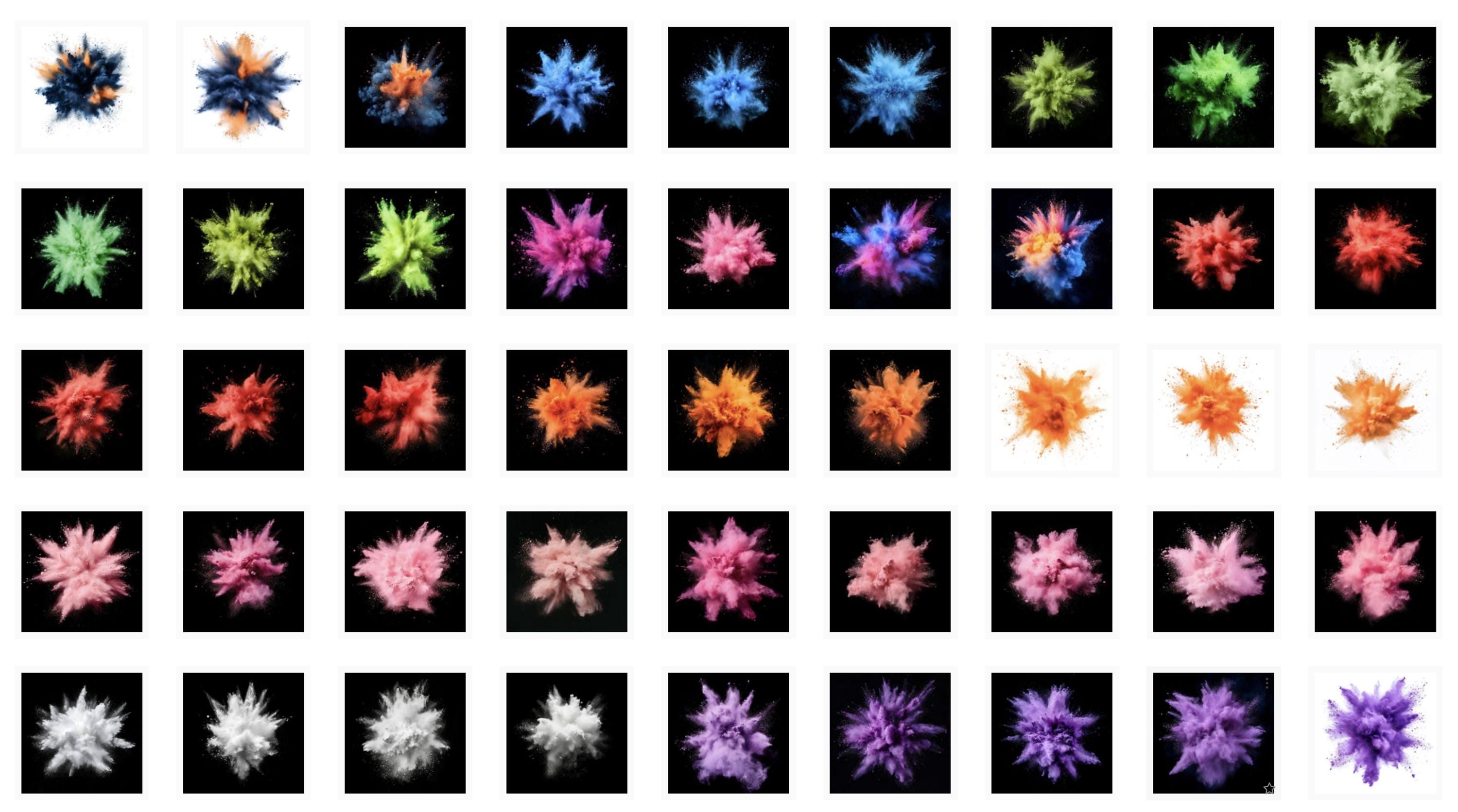 160 Sports Bundle Color Dust Explosion Digital Backdrops, Chalk Bursts ...