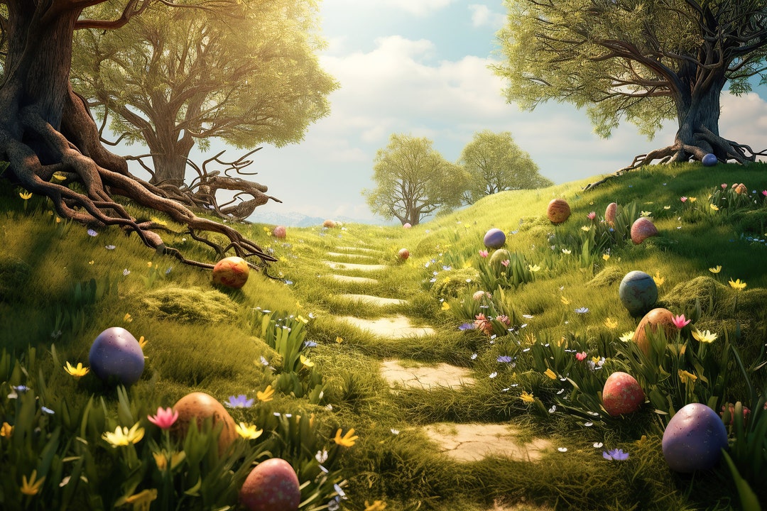 Easter Egg Hunt Digital Backdrop: Spring Grass Path (JPEG) - Etsy