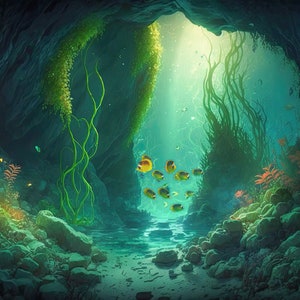Mermaid Digital Backdrop Mermaid Digital, Painterly Background Ocean ...