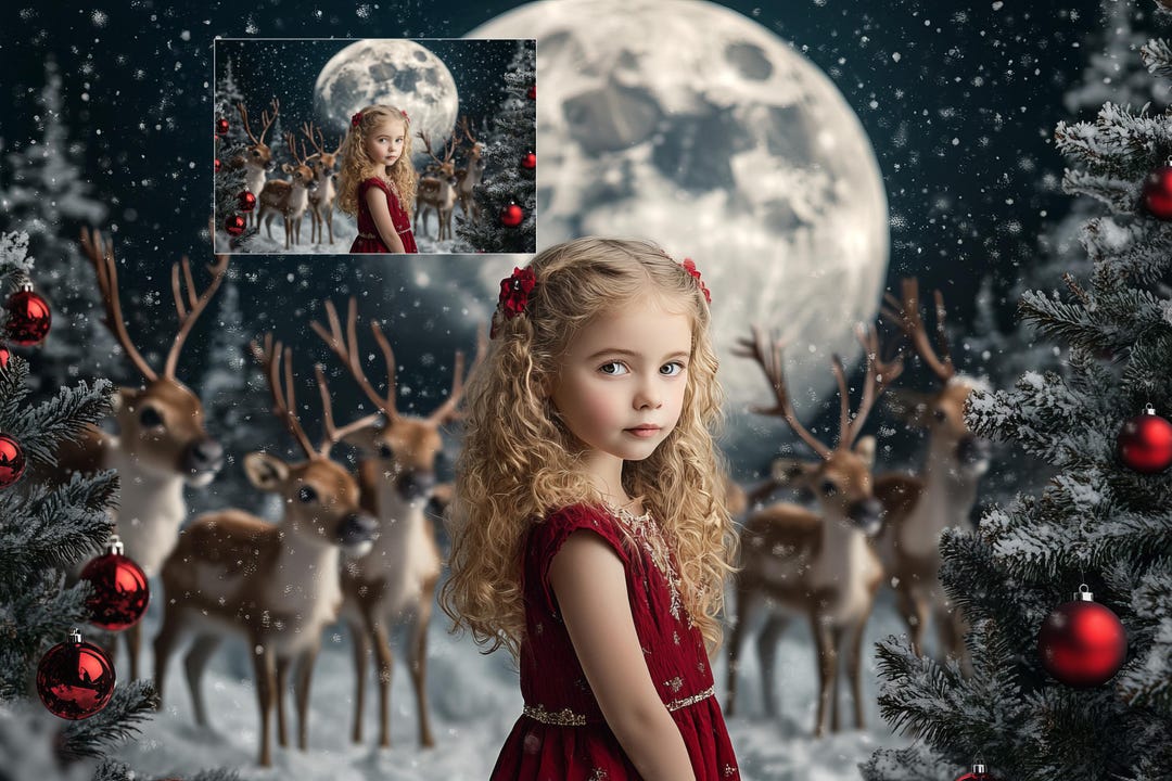 Christmas Digital Bokeh Reindeer Backdrop Intuitive Background ...