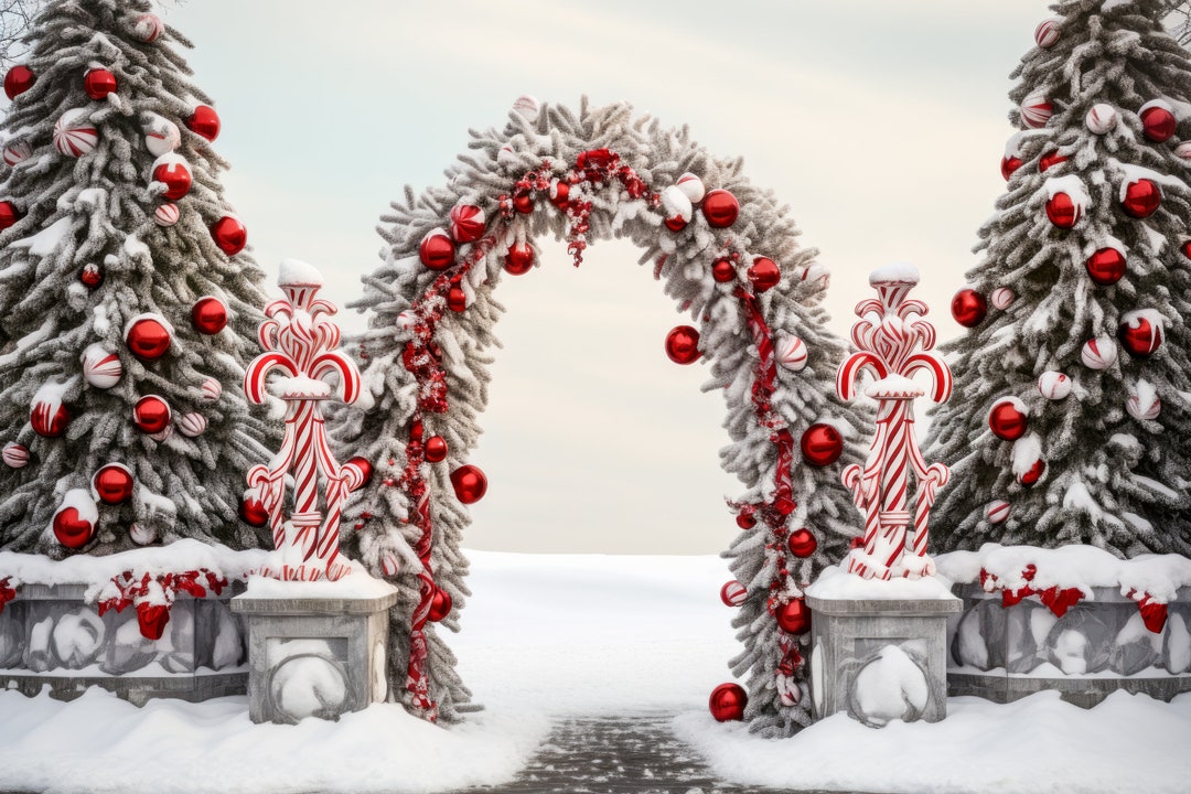 Christmas Digital Backdrop Solid Christmas Arch Background, Fantasy ...