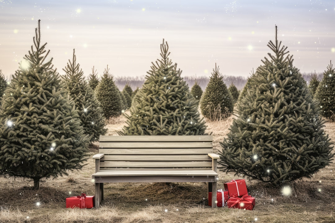 Christmas Tree Farm Photography Backdrop Digital Tree Lot Template ...