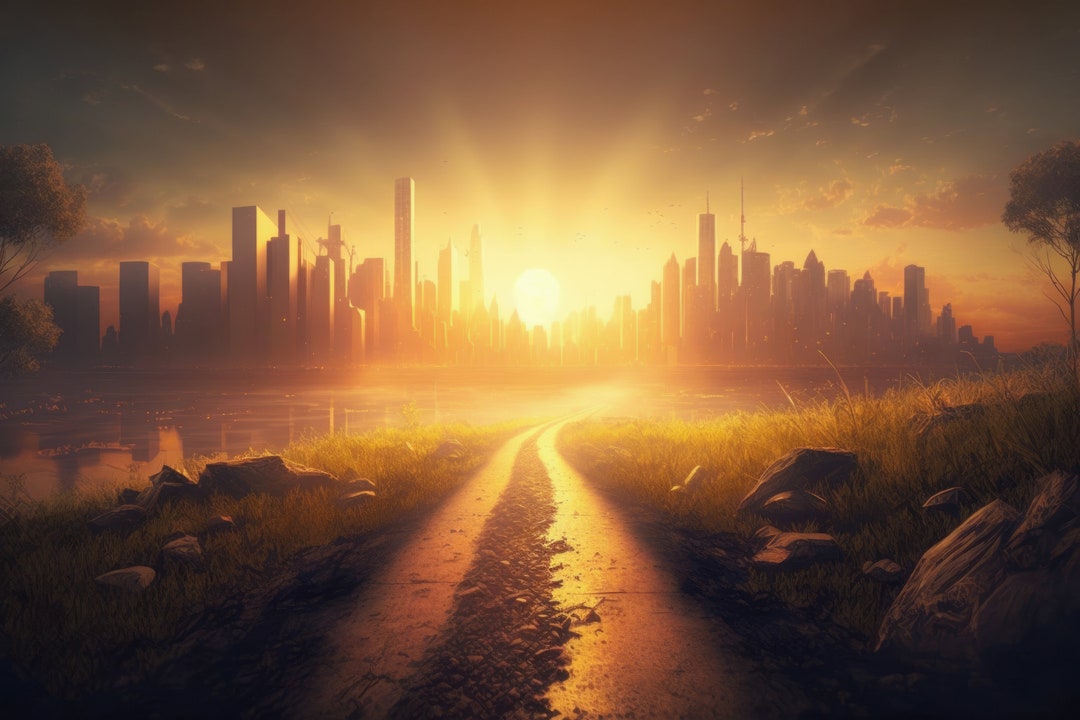 Glowing Light Bokeh City Superhero Digital Background Digital Backdrop ...