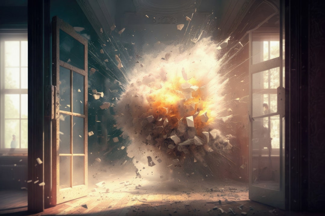 Giant Room Explosion Superhero Digital Background Digital Backdrop AI ...