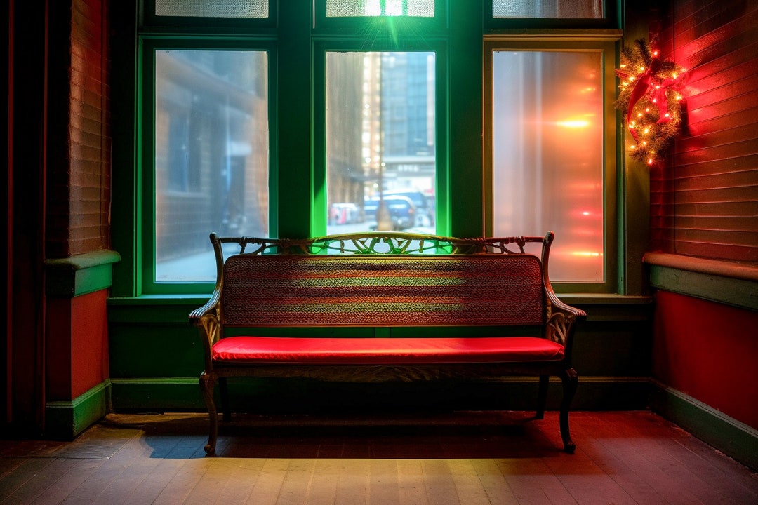 Ultra Modern Digital Backdrop Christmas Urban Lights Bench Background ...