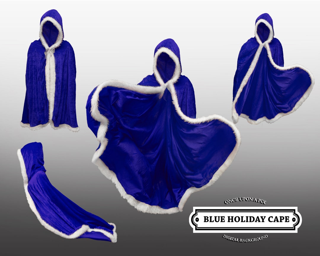 Blue Hooded Cape Overlays, Digital Christmas Cloak Overlay Pngs ...