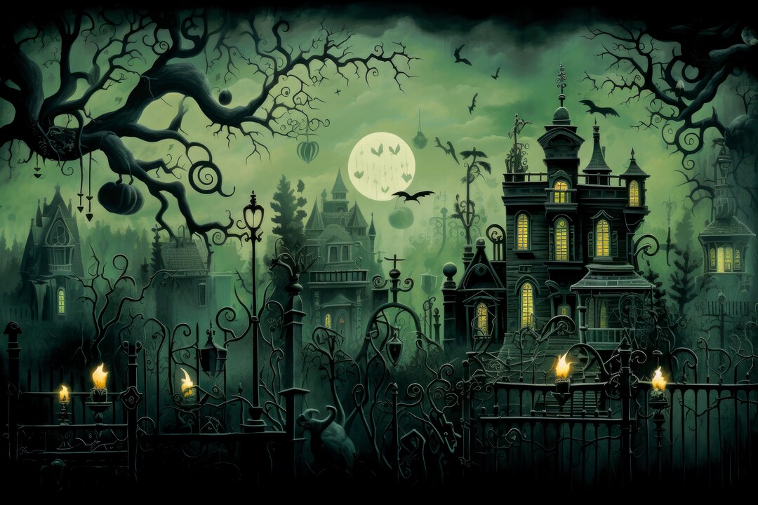 Digital Backdrop Halloween Paper Digital Background Spooky Twisted Tree ...