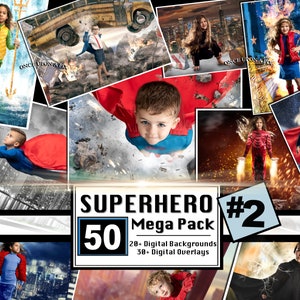 50 Set #2 Superhero Digital Backgrounds NOT AI, Digital Backdrops ...