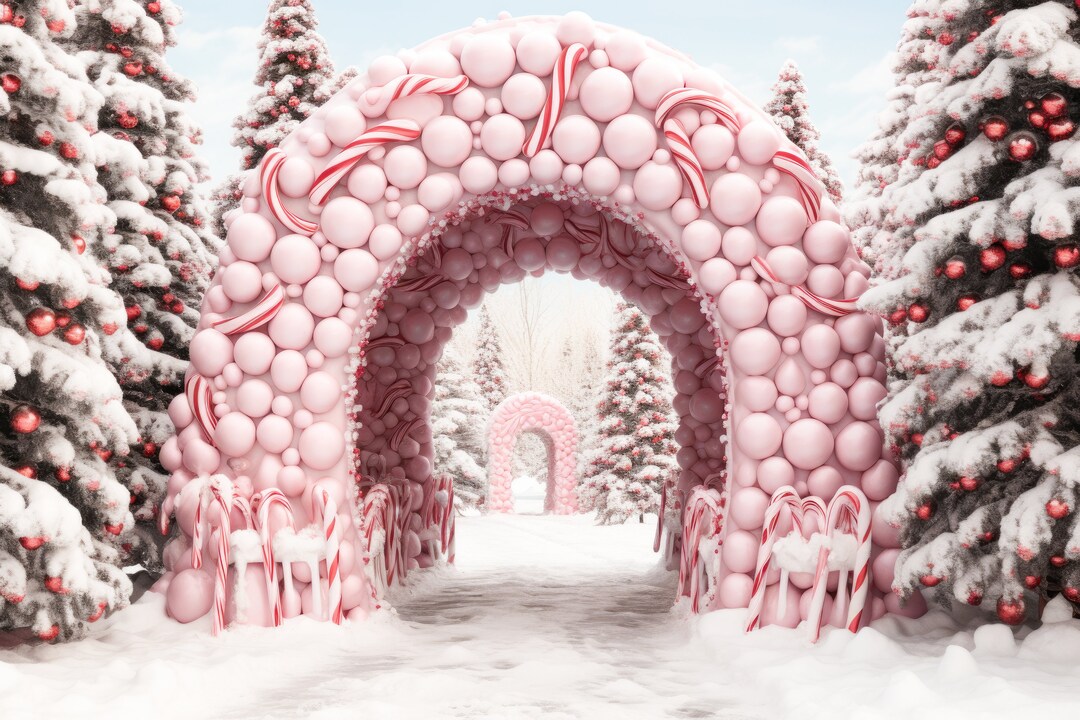 Christmas Digital Backdrop Pink Bubblegum Arch Christmas Digital ...