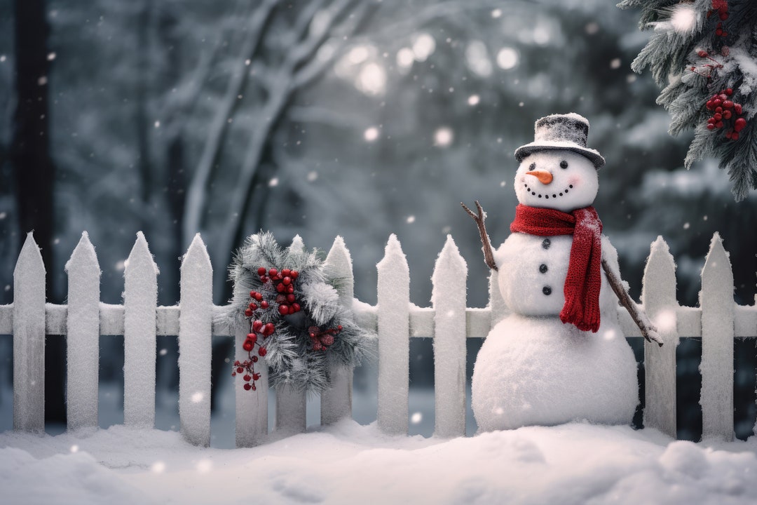 Snowman Background Christmas Digital Backdrop Photographers Photography ...