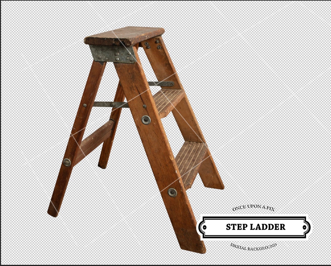 Wood Step Ladder PNG Photoshop Overlay Old Wooden Ladder Cut Out ...