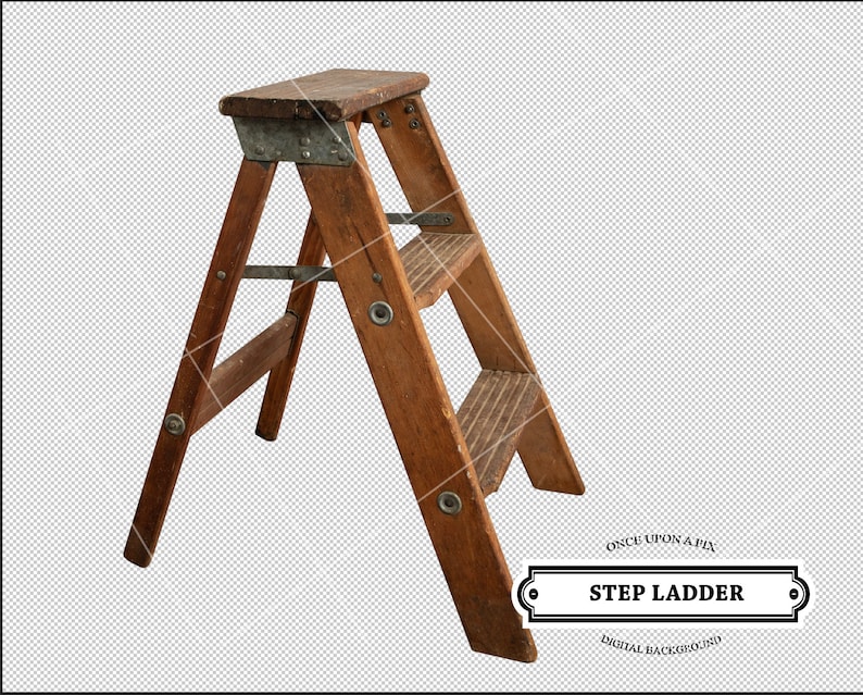 Wood Step Ladder PNG Photoshop Overlay Old Wooden Ladder Cut - Etsy UK