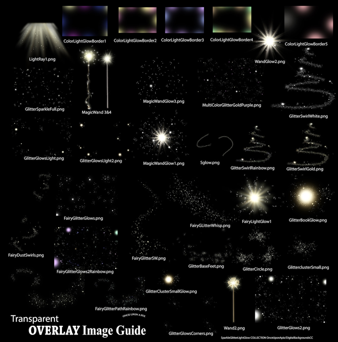 Digital Overlays SPARKLE and GLOW, Firefly Overlays, Glitter PNG ...