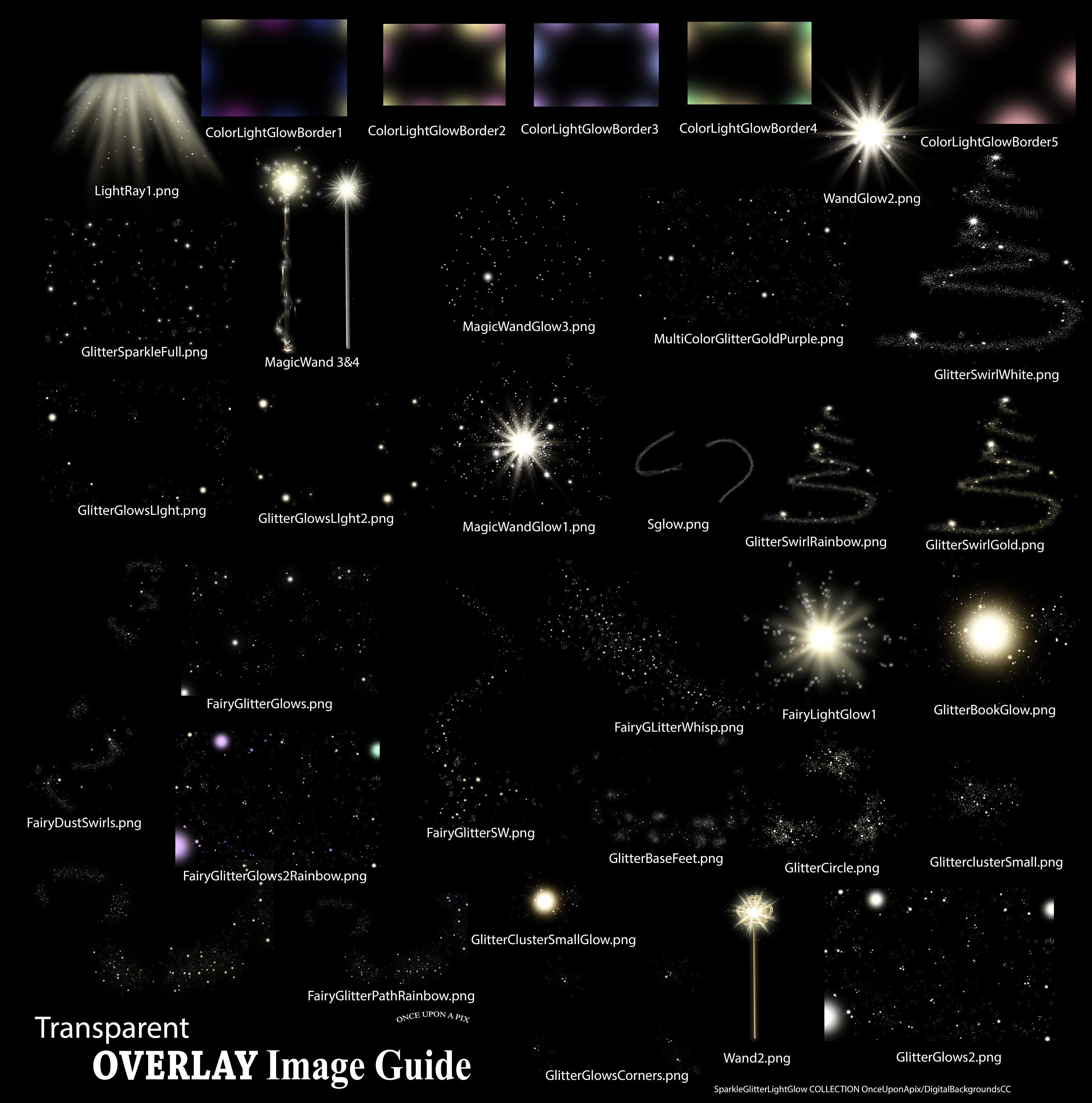 Digital Overlays SPARKLE and GLOW, Firefly Overlays, Glitter PNG ...